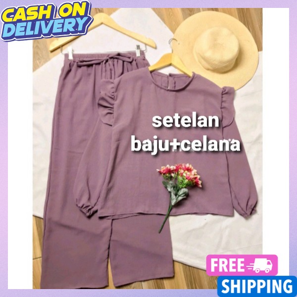 Jual Satu Set Baju Wanita One Set Baju Cewe Satu Stel Outfit Kece Bsju Clna Prempuan Dwsa Bju ...