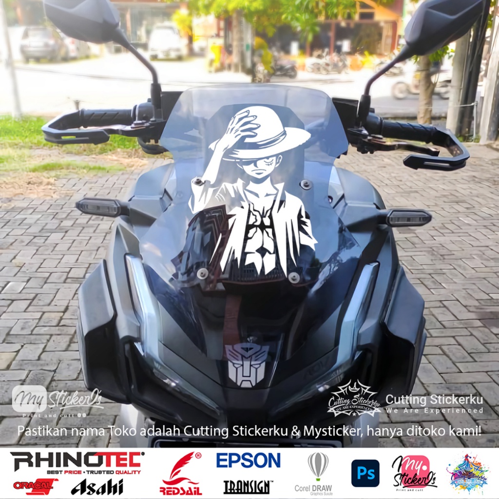 Jual Cutting Stiker Monkey D Luffy Hat Variasi Motor Mobil Sticker Kaca ...