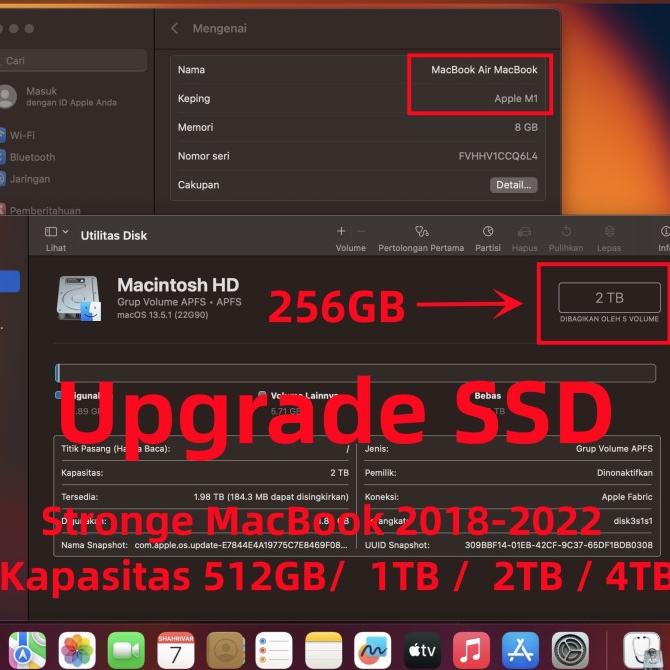 Jual Jual Upgrade SSD MacBook Pro Air M1 M2 2018-2022 256GB 512GB 1TB ...