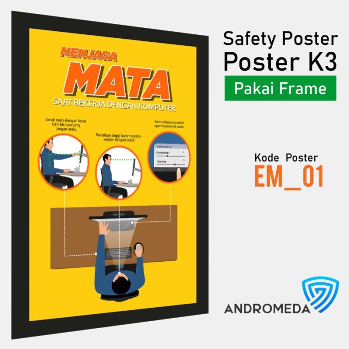 Jual Ready Safety Poster K3 : Ergonomi Kerja di Depan Komputer APD ...