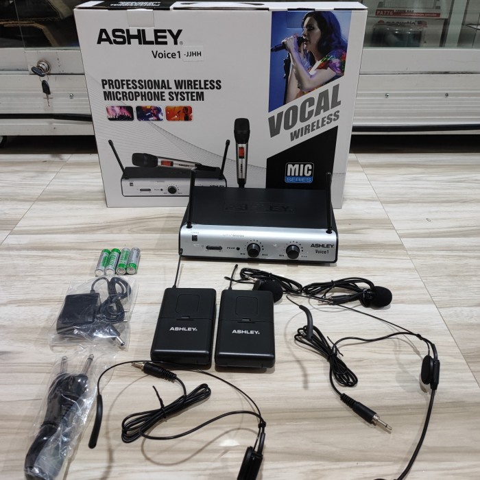 Jual Mic Wireless Ashley Voice1 Voice 1 ORI 2 Mic Jepit Clip On UHF ...