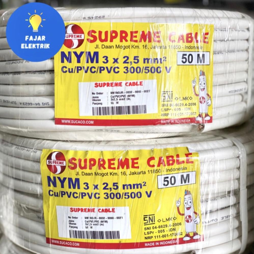 Jual Kabel Nym 3X 2,5 Supreme Isi 3 Tembaga / Kawat (1 Roll / 50 Meter) | Shopee Indonesia
