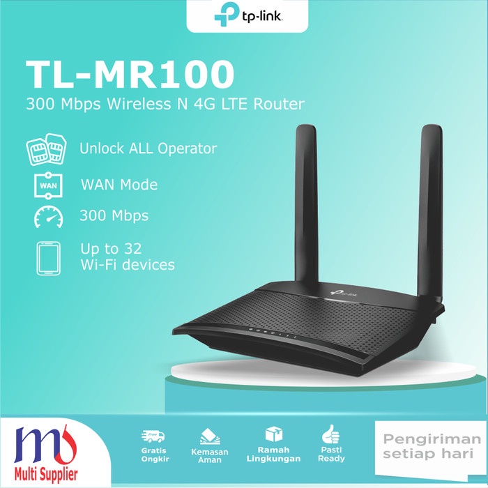 Jual TP LINK TL MR100 300 Mbps Wireless N 4G LTE Router | Shopee Indonesia