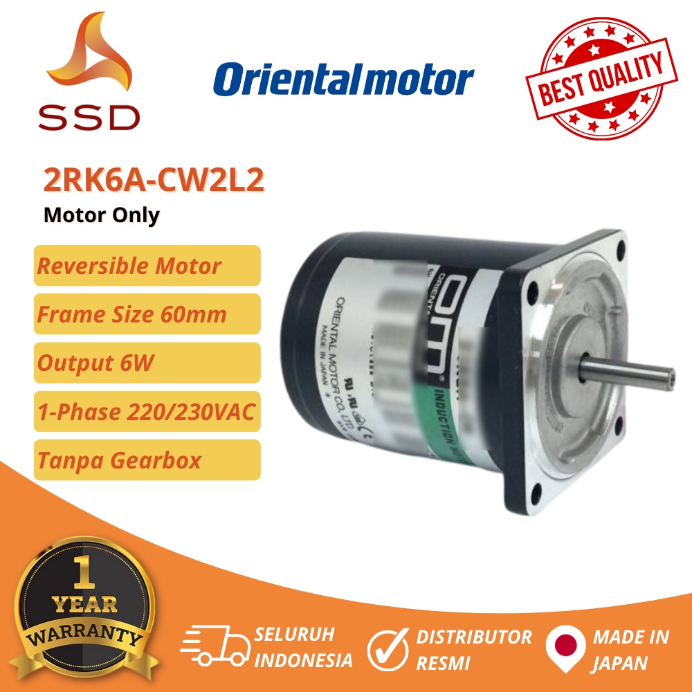 Jual Oriental Reversible Motor 6W 1-Phase 220/230VAC 2RK6A-CW2L2 ...