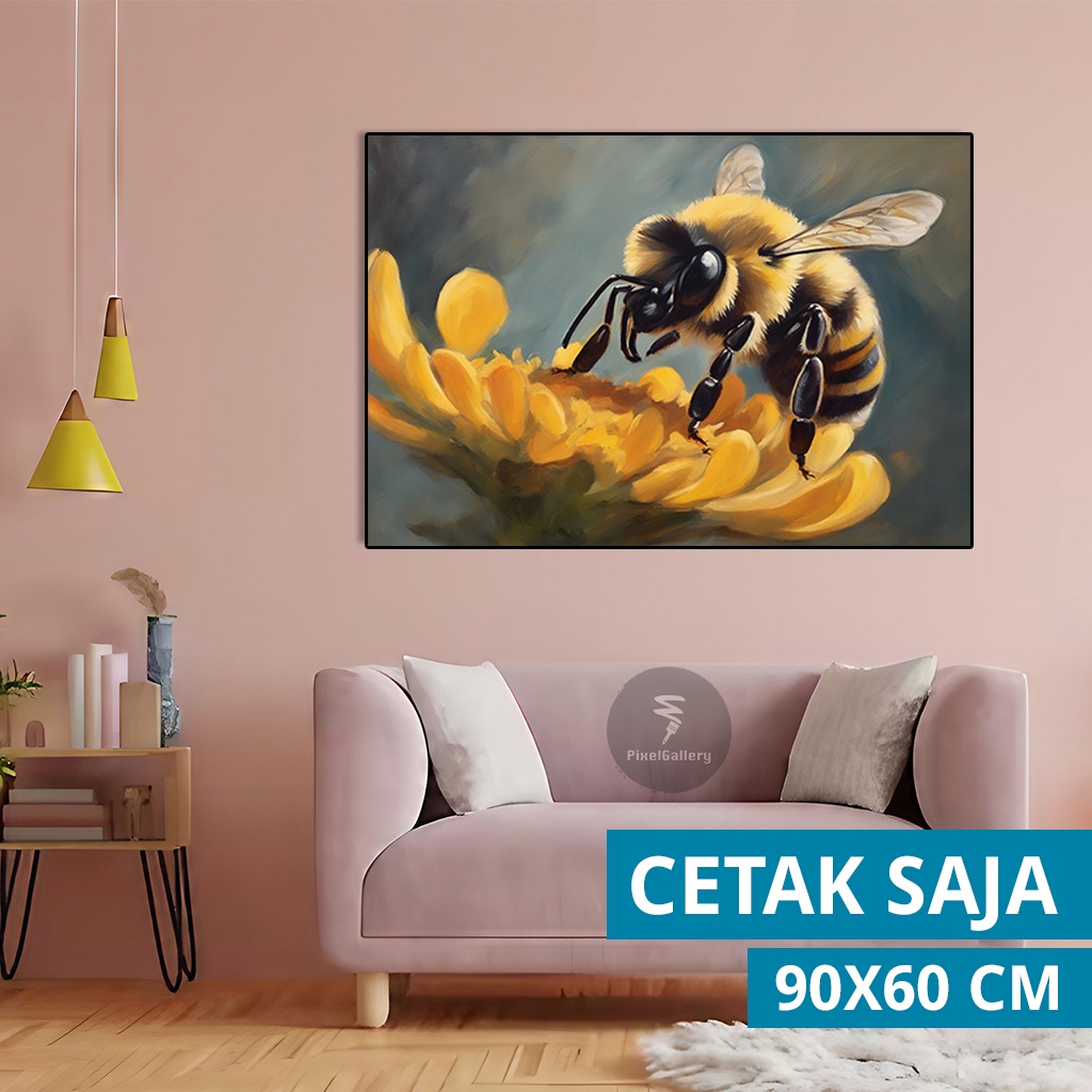 Jual Lukisan EXTRAJUMBO 90x60 Lebah Menghisap Madu Hiasan Dinding ...