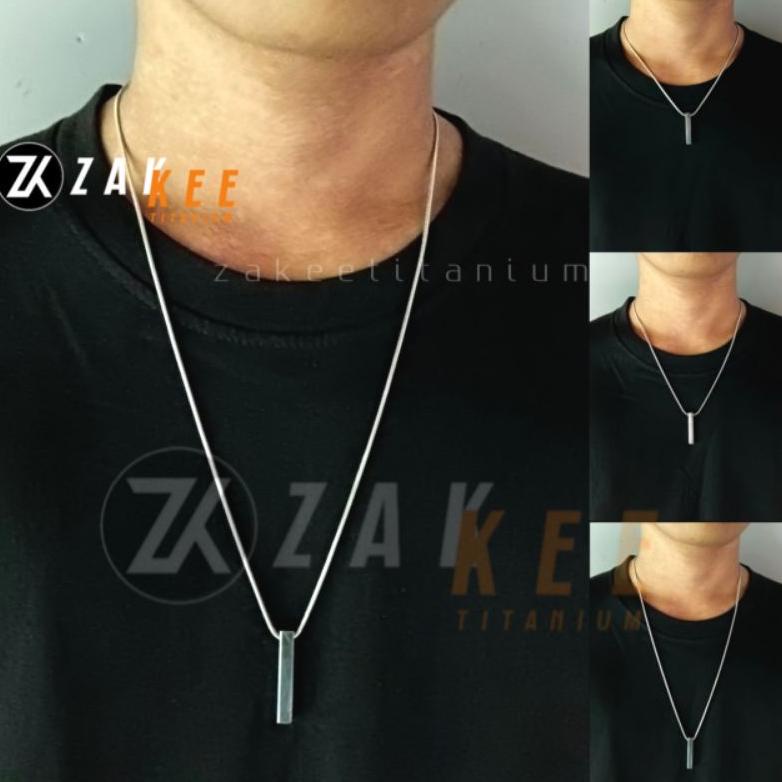Jual TERMURAH KALUNG TITANIUM PRIA WANITA LIONTIN SILVER BALOK ANTI ...