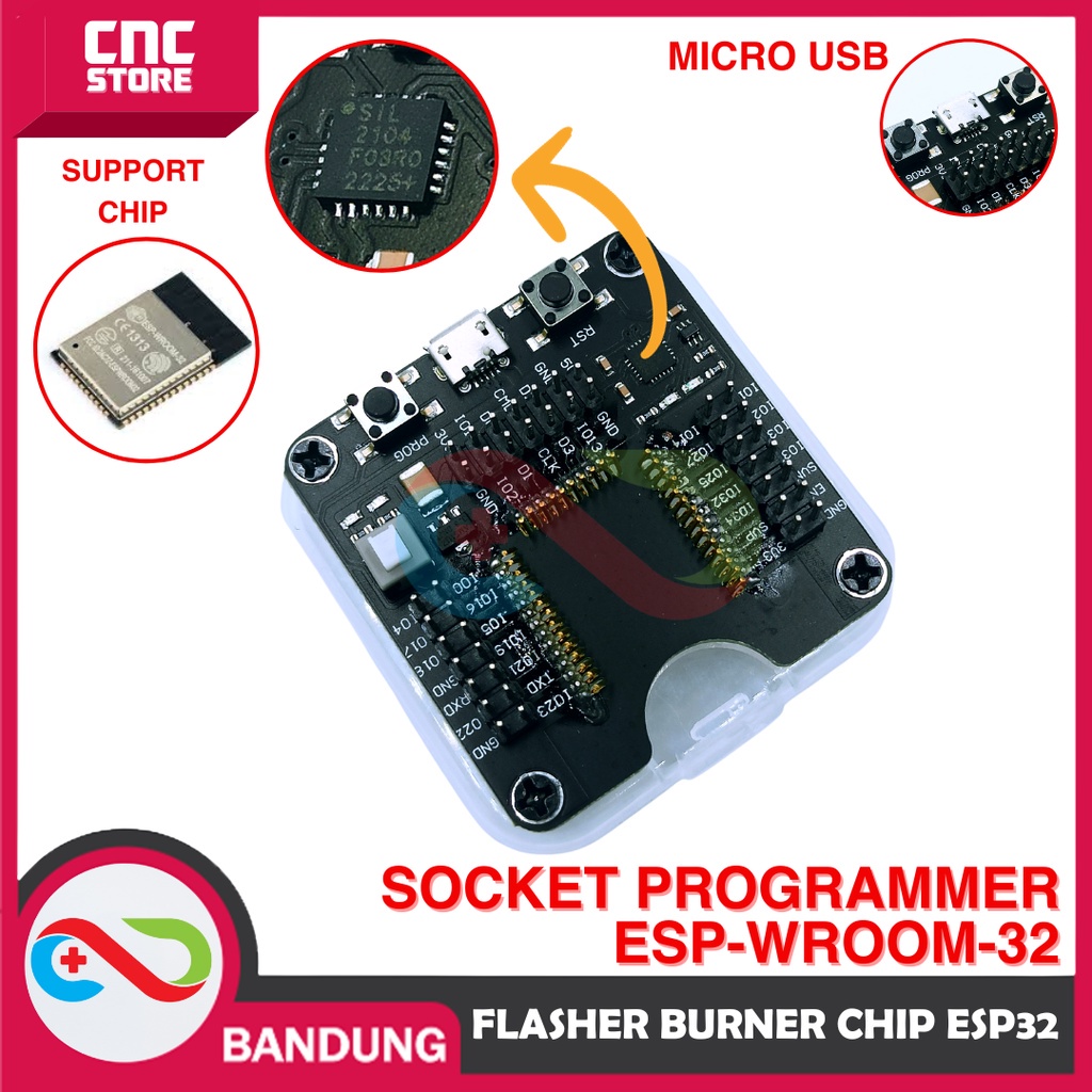 Jual SOCKET PROGRAMMER DOWNLOADER FLASHER BURNER CHIP ESP32 ESP-WROOM ...