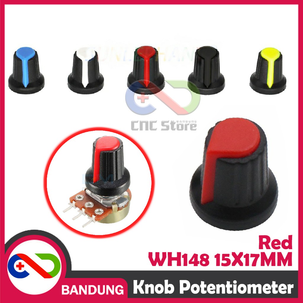 Jual KNOB POTENTIOMETER POTENSIOMETER ROTARY WH148 15X17MM RED MERAH ...