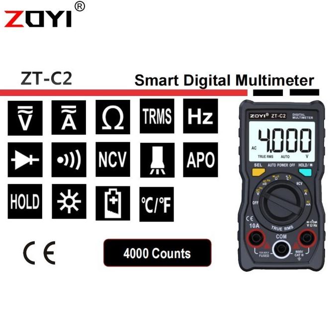Jual ZOYI ZT-C2 Avometer Digital Multimeter Digital Buzzer Capasitor ...