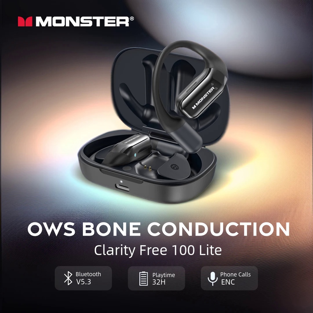 Jual Monster OWS Bone Conduction Wireless Headphones Bluetooth 5.3 Open ...