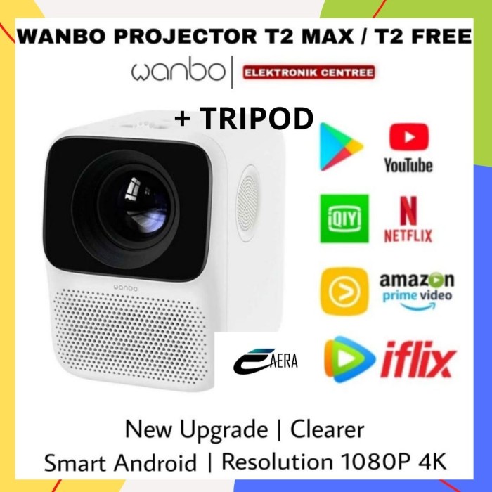 Jual PROJECTOR MINI WANBO T2 MAX PROYEKTOR ANDROID WIFI 4K 1080P ...
