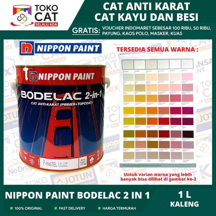 Jual Cat Kayu Dan Besi Nippon Bodelac 2in1 Anti Karat Putih / Warna 2.5 Liter Galon // Cat Kayu ...