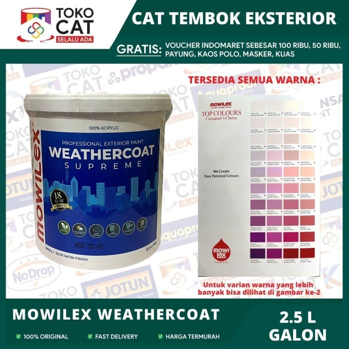 Jual Cat Tembok Luar Mowilex Weathercoat Supreme Warna Putih 2 5 Liter