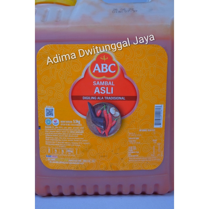Jual Sambal Abc Dirigen / Saus Abc Jerigen / Galon 5.5 Kg | Shopee ...