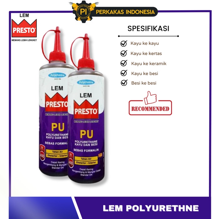 Jual Terlaris Lem PRESTO PU POLYURETHANE 650 Gram Lem Serbaguna Kayu Besi HPL VENEER SALE ...