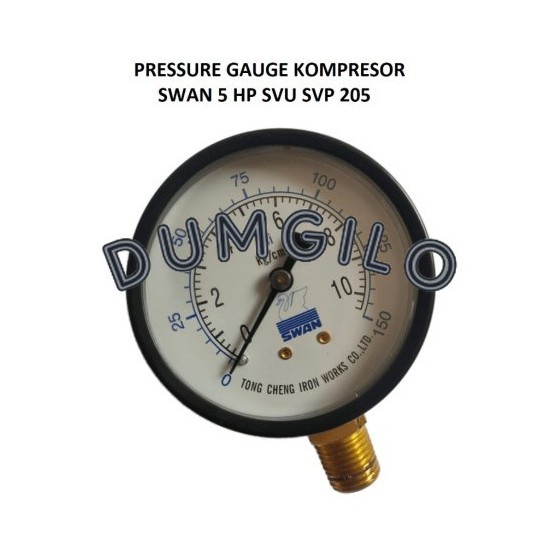 Jual [New] Manometer Pressure Gauge Kompresor Swan 5 Hp Svu Svp 205 ...