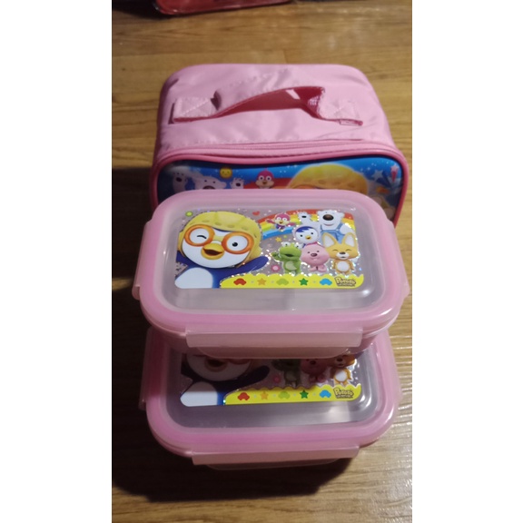 Jual [New] Ori Korea Lunch Box Pororo Set 2 Stenless Bag Ready Stock ...