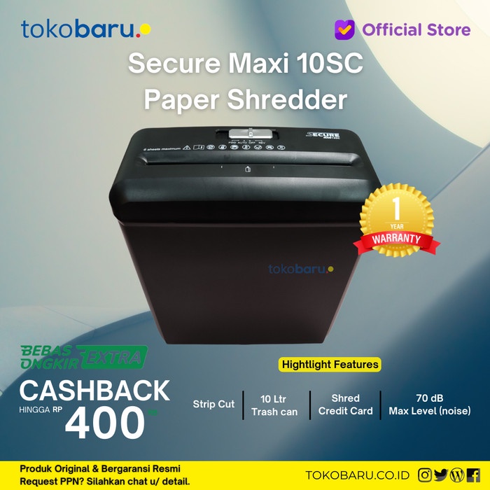 Jual Secure Maxi 10SC Paper Shredder Mesin Penghancur Kertas Garansi ...