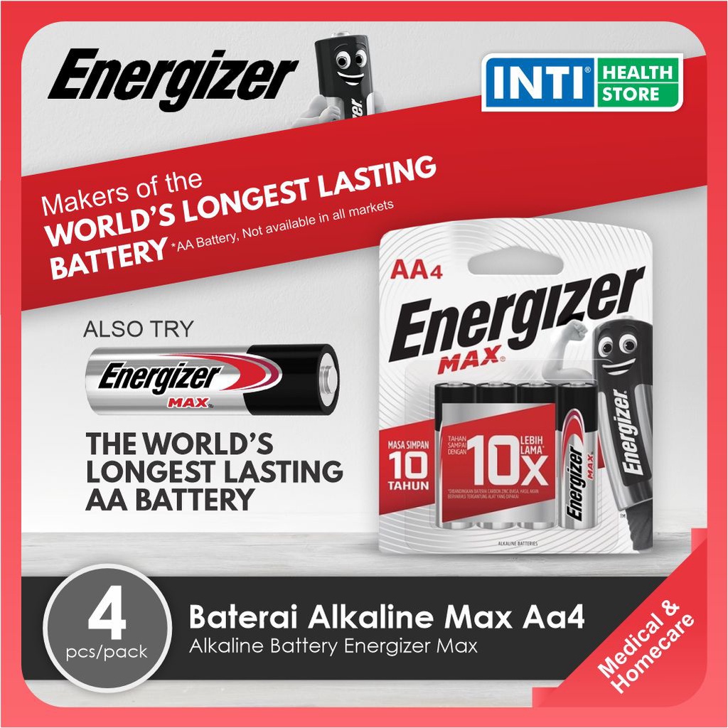 Jual Energizer | Baterai Alkaline Max AA4 | Alkaline Battery Energizer ...