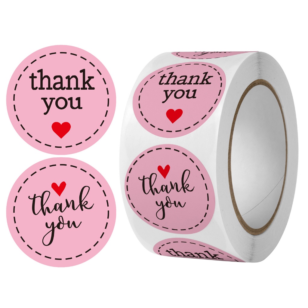 Jual Hc Sticker Thank You Roll Isi 500 Pcs Stiker Terima Kasih Warna