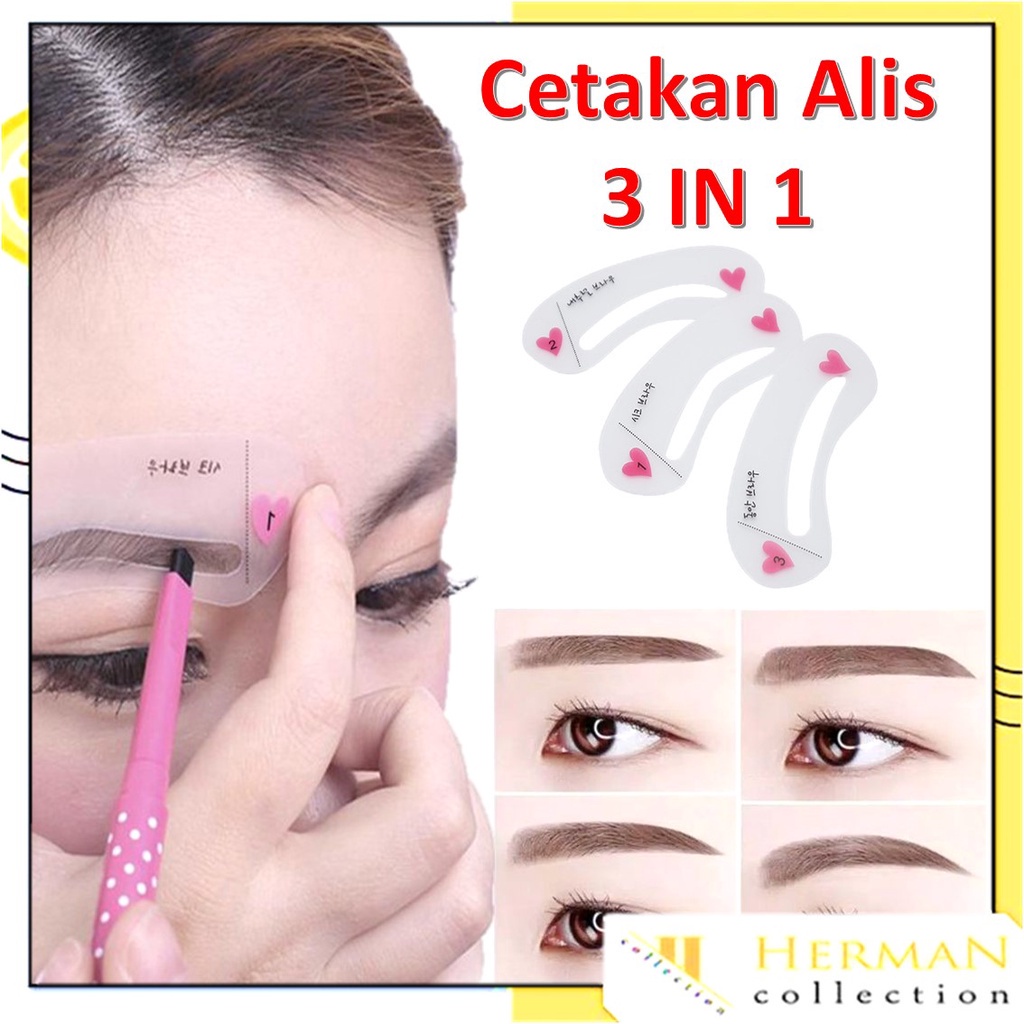 Jual HC Cetakan Alis 3 IN 1 Mini Eyebrow Template Kit 3in1 Pencetak Alis 3 Bentuk Alis Murah ...