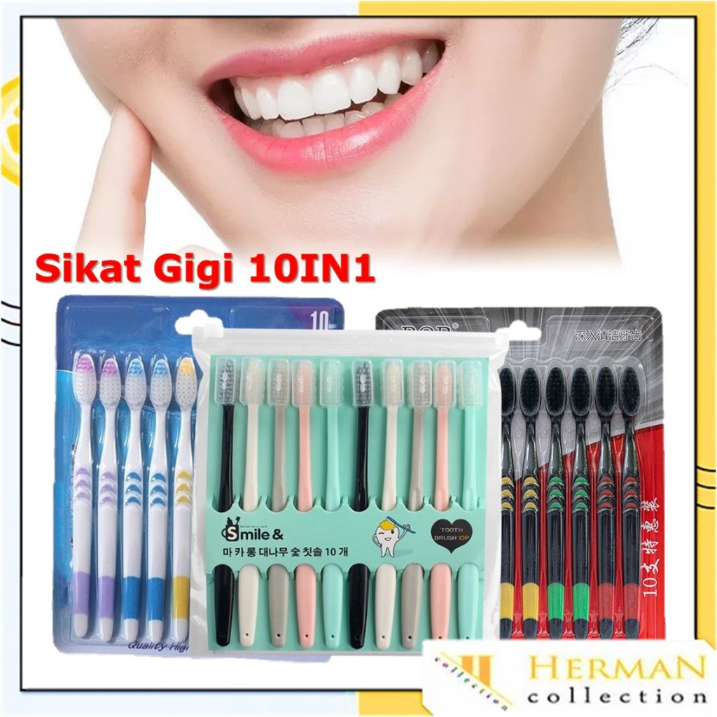 Jual HC Sikat Gigi Dewasa 1 SET 10 PCS Tavel Toothbrush Double Care Sensitive Soft-Sweet Bee ...