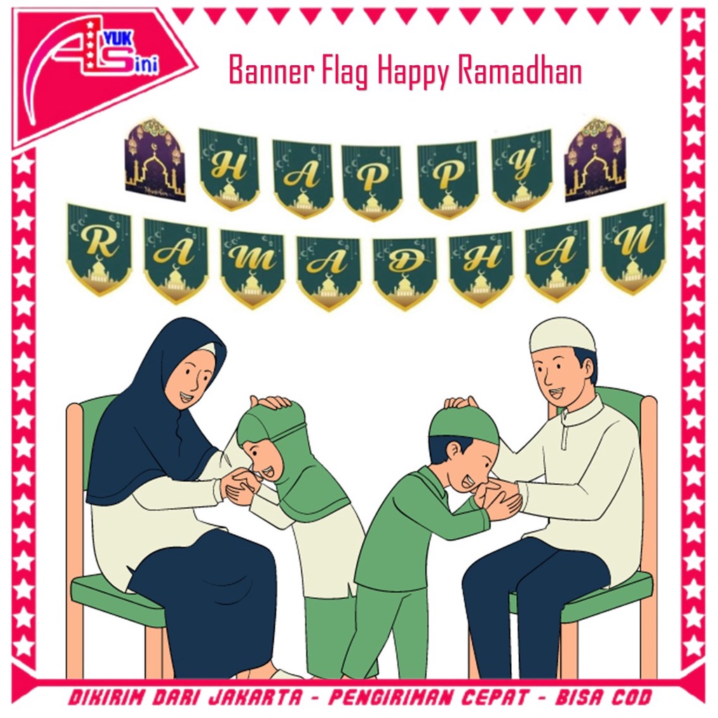 Jual AS Banner Flag Happy Ramadhan Bunting Warna Warni Backdrop Lebaran ...