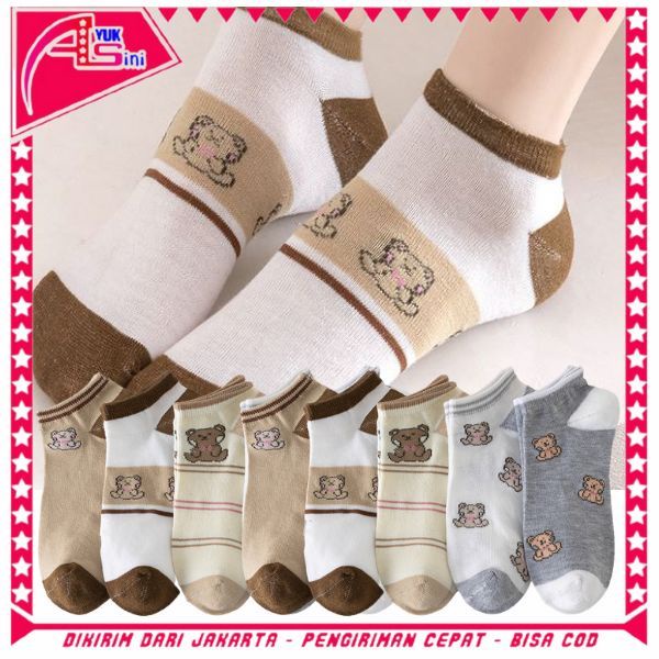 Jual AS Kaos Kaki Pendek Wanita Motif Beruang Pita Pink Kode 6871 ...