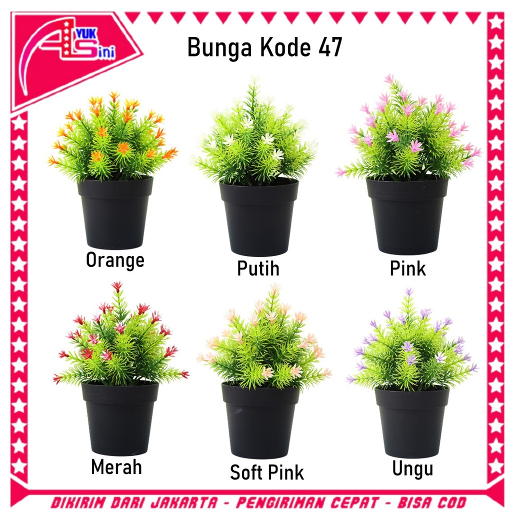 Jual AS Ornamen Tanaman Bunga 47 Bunga Rumput Artifisial Plastik Pot ...