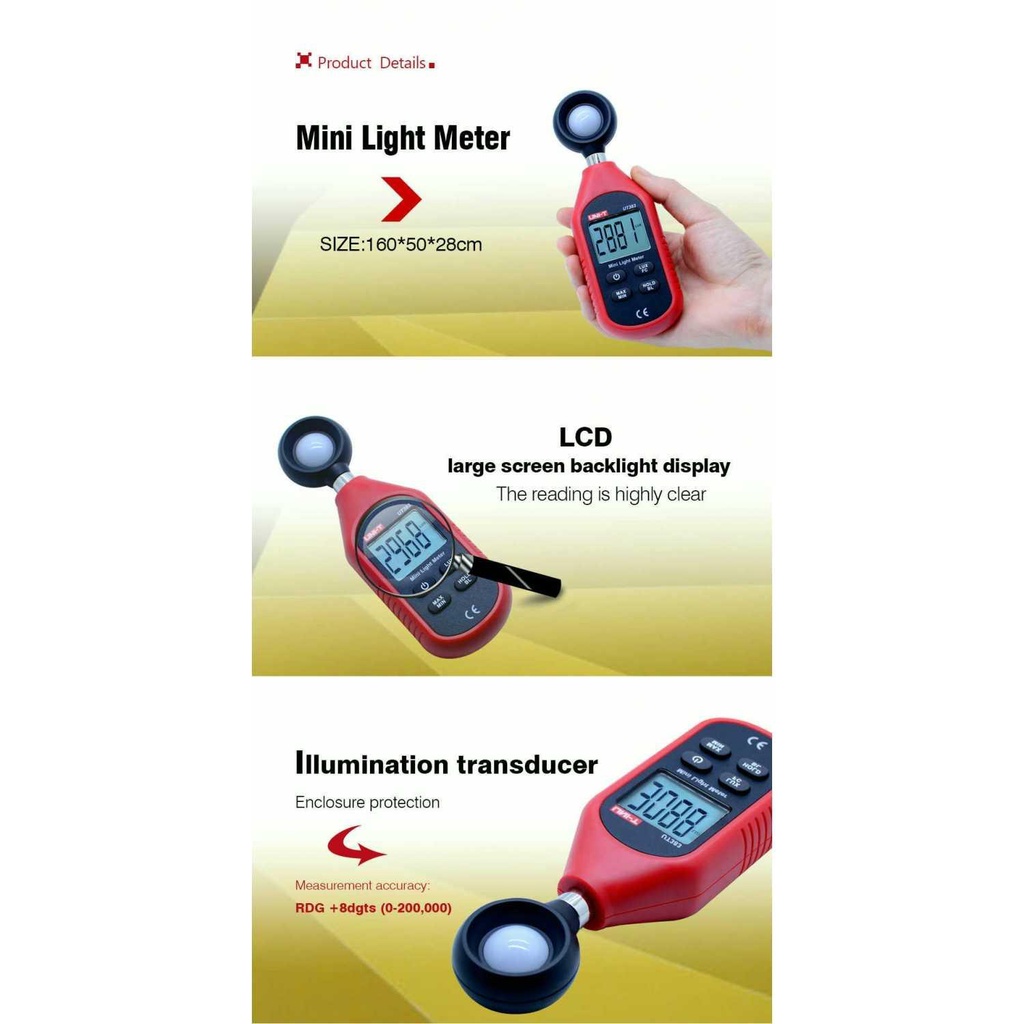 Jual Uni-T Ut383 - Luminometer Light Meter - Pengukur Cahaya Mini Lux ...