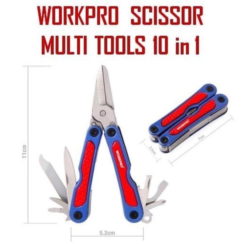 Jual WORKPRO MINI SCISSOR MULTI TOOLS 10 in 1 | Shopee Indonesia
