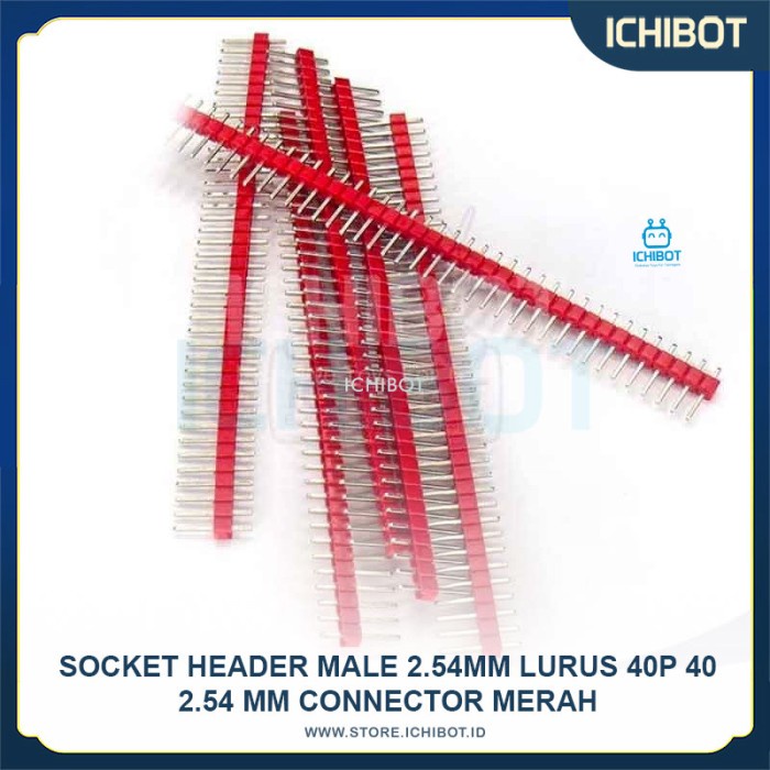 Jual Socket Header Male 2.54mm Lurus 40P 40 2.54 mm Connector Merah ...