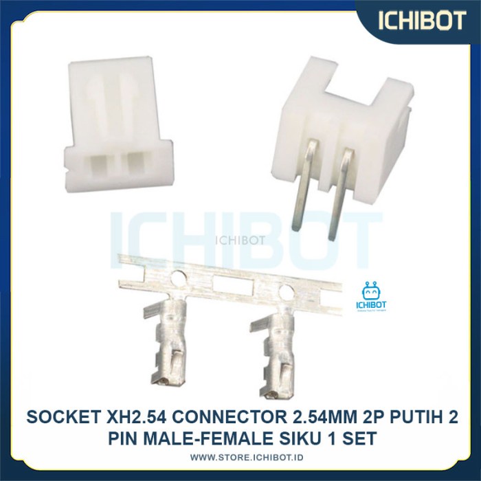 Jual Socket XH2.54 Connector 2.54mm 2P Putih 2 Pin Male Female Siku 1 ...
