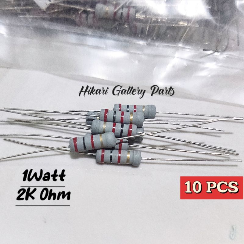 Jual [10 PCS] Resistor 1Watt 2K Ohm Toleransi 5% / Resistor 2k Ohm 1 Watt Tol 5% Per 10 Pcs ...