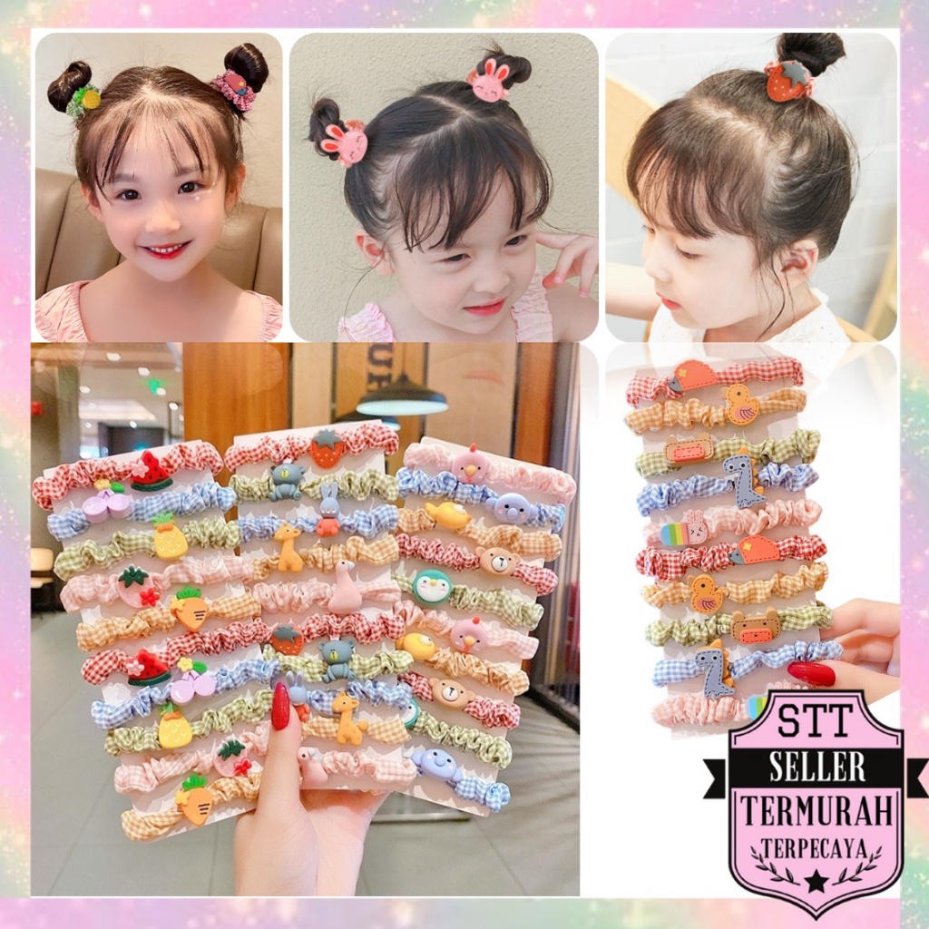 Jual STT Ikat Rambut Anak Perempuan 3D Lucu 10 in 1 Kunciran Rambut ...