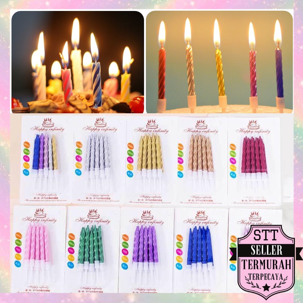 Jual STT Lilin Ulang Tahun Spiral Kecil 10 Pcs Lilin Ulir Metalik ...