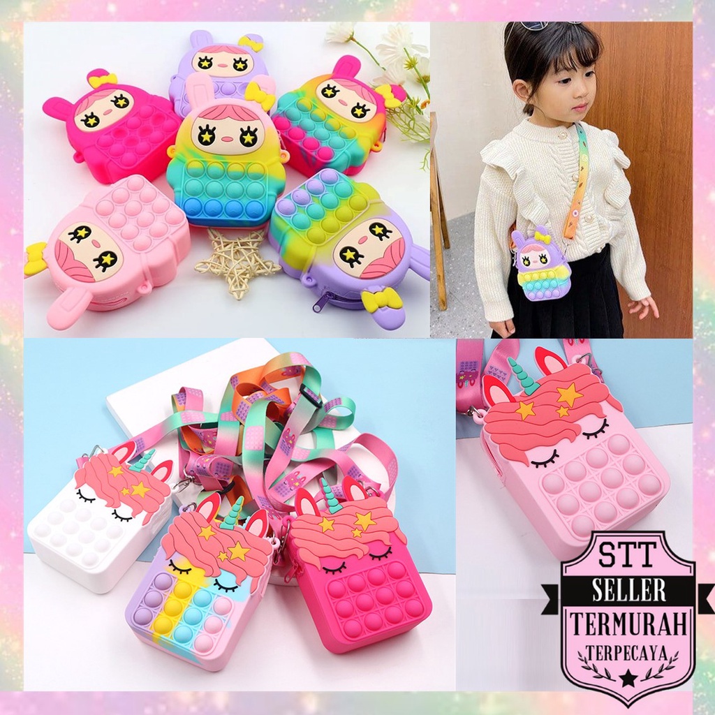 Jual STT Tas Selempang Pop It Unicorn Bubble Fidget Push Toys Sling Bag ...