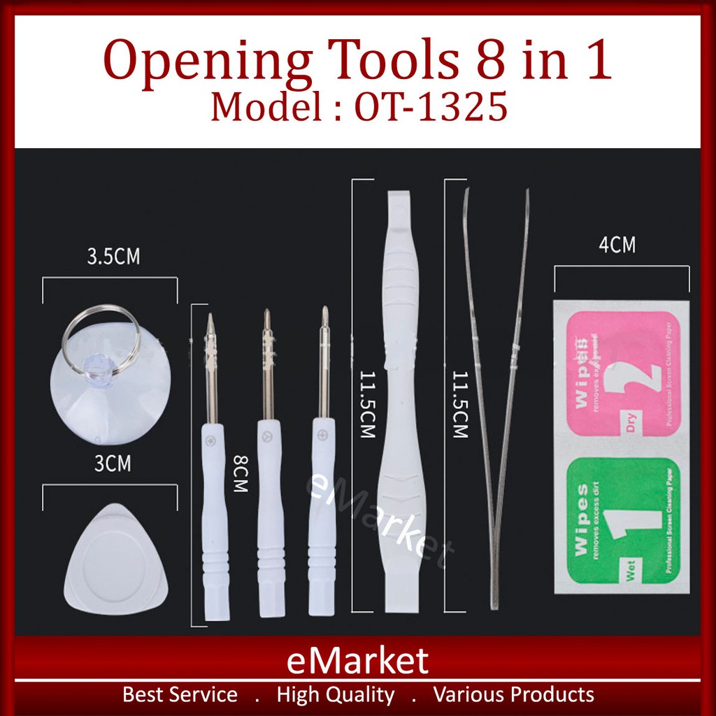 Jual Opening Tools Kit 8 in 1 OT-1325 Smartphone / Obeng Pembuka ...