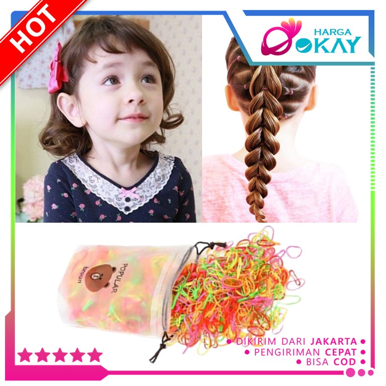 Jual HO Ikat Rambut Anak Elastis 4000 Pcs Free Pouch Brown Karet Jepang ...