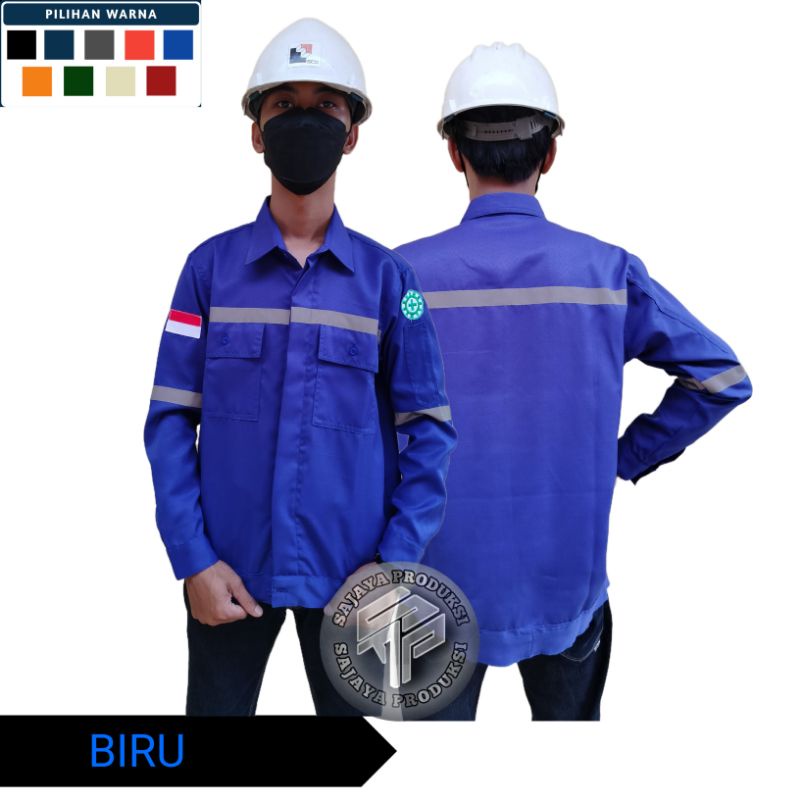 Jual Baju kerja proyek / Seragam kerja lapangan / kemeja sefety BIRU ...