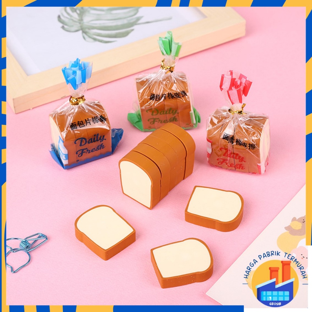Jual HPT Penghapus Pensil Karakter Roti Tawar Isi 4Pcs Eraser Toast ...