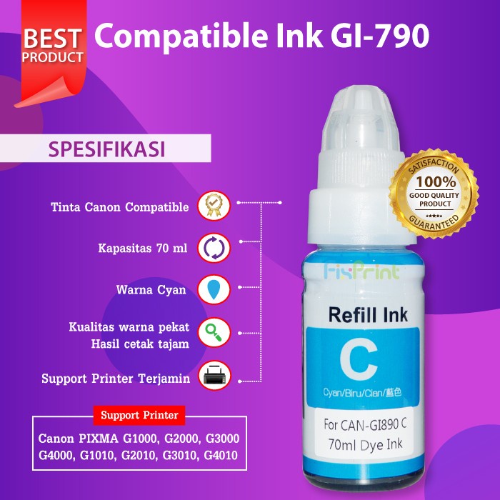 Jual Tinta Gi-790 Refill Printer Canon G1010 G2010 G3010 G4010 790 ...