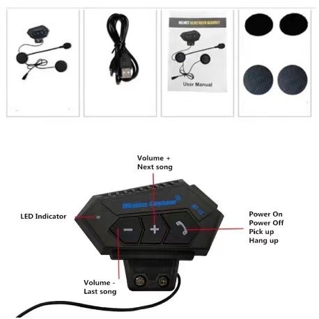 Jual Headset Helm Bluetooth Wireless Bt-12 Untuk Helm Motor Bt Headset ...