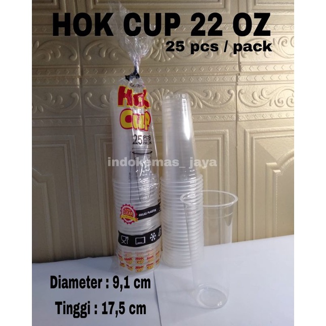 Jual HOK CUP 22Oz Slim/ Gelas Plastik/ Gelas Minum Plastik/ Cup Plastik ...