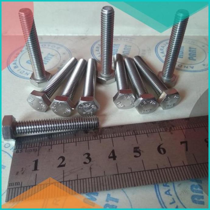 Jual Baut Stainless / Hex Bolt Ukuran M10 x 35 atau Baut 14 panjang 3 ...