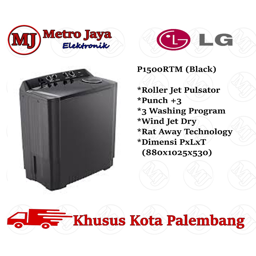 Jual Mesin Cuci 2 Tabung LG 15kg P1500RTM New Model Black P 1500 RTM | Shopee Indonesia