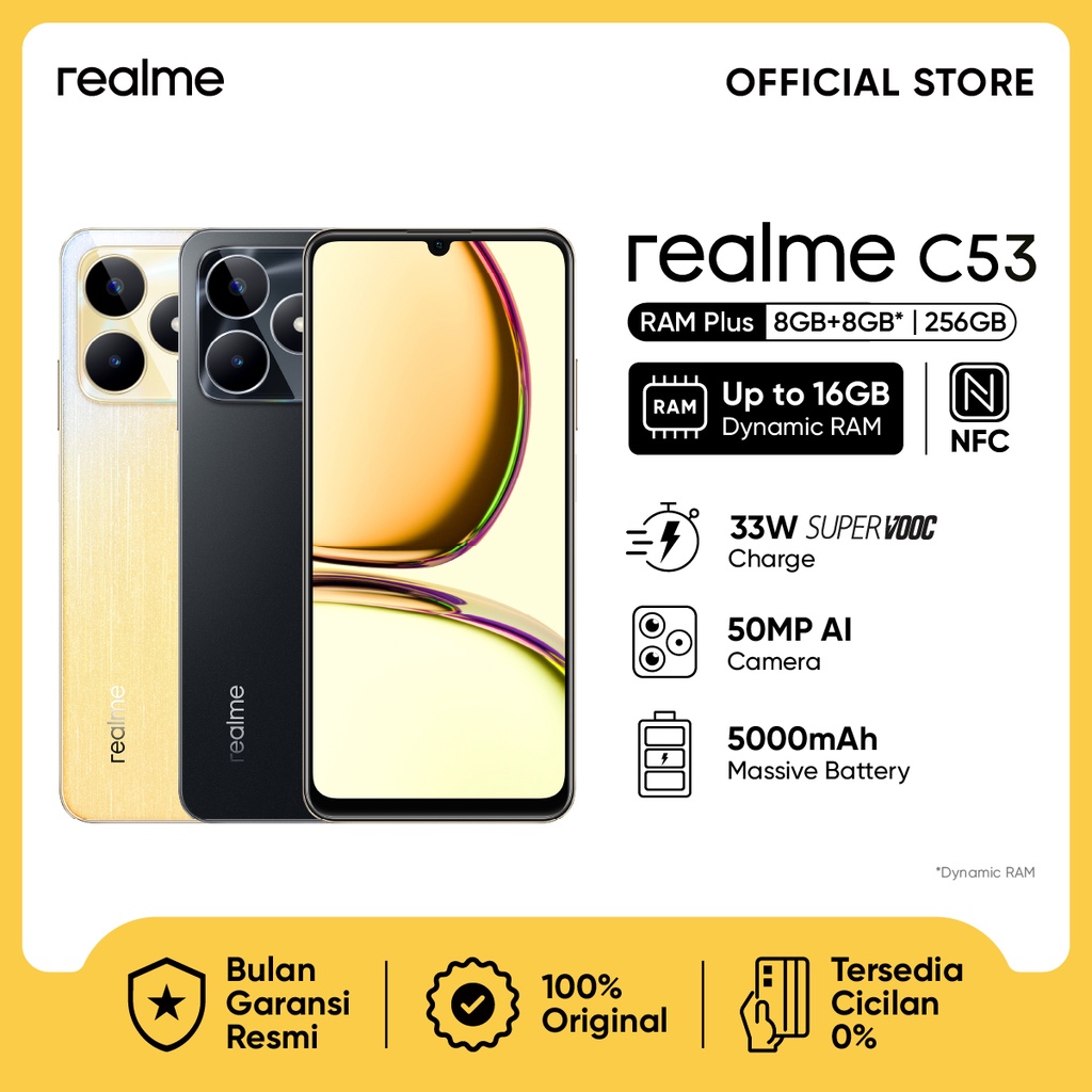 Jual realme C53 8GB+8GB* |256GB (33W SUPERVOOC Charge | 50MP AI Camera ...