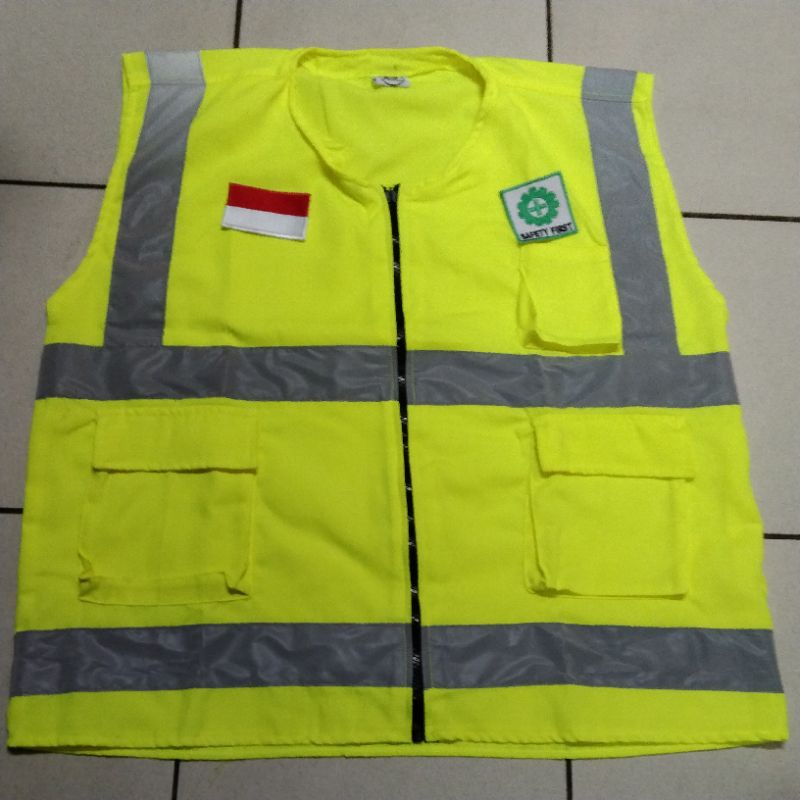 Jual Rompi Safety hijau stabilo Bahan American drill | Shopee Indonesia