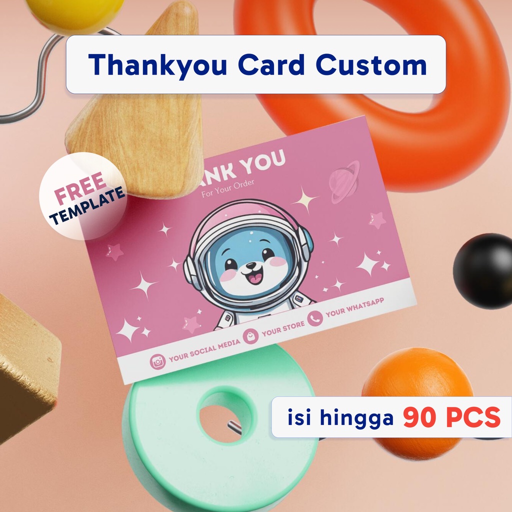 Jual Thank you card custom, Kartu ucapan terimakasih souvenir, Thanks ...