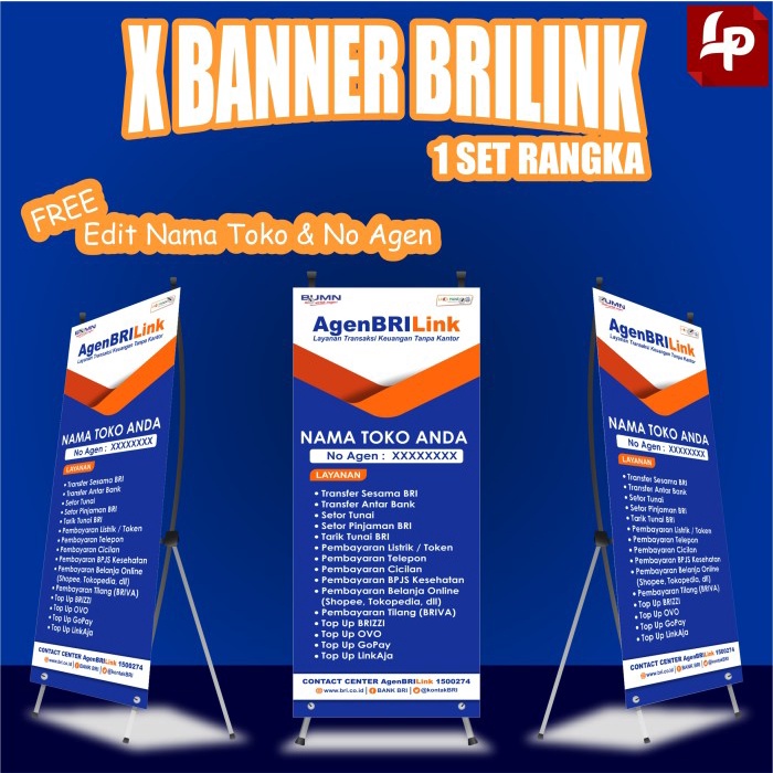 Jual Promo X Banner Brilink 1 Set Dengan Rangka / Agen Bri Link ...